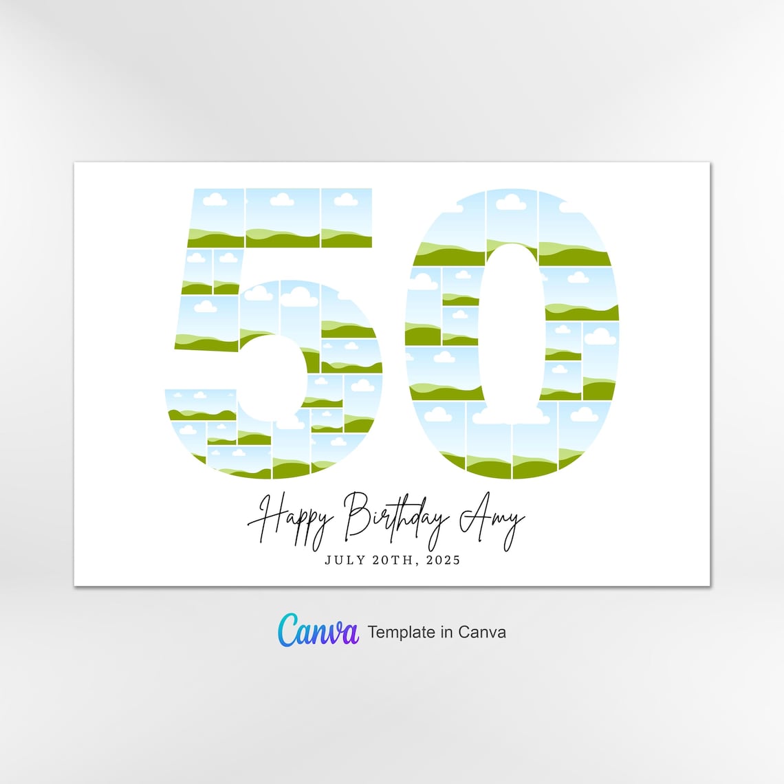 50th Birthday Photo Collage Template, Number 50 Collage, 50th Collage ...