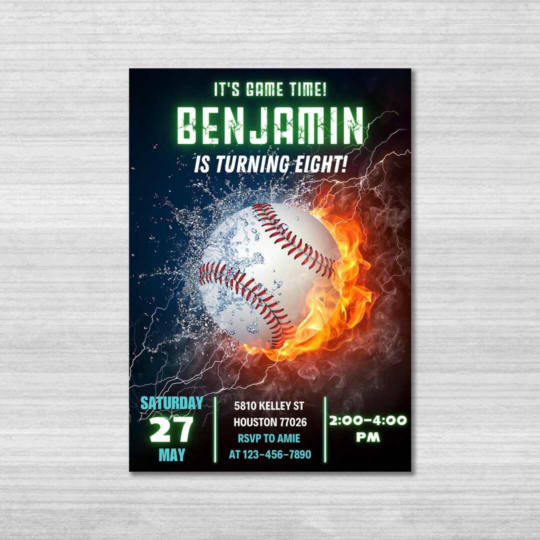Baseball Birthday Invitation Template, Baseball Party Invitation ...