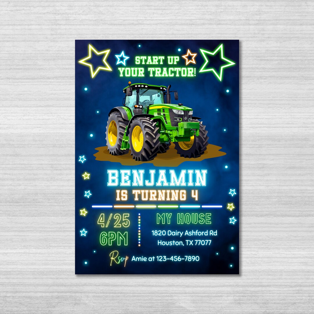 Tractor Birthday Invitation Template, Tractor Invitation, Start Your ...