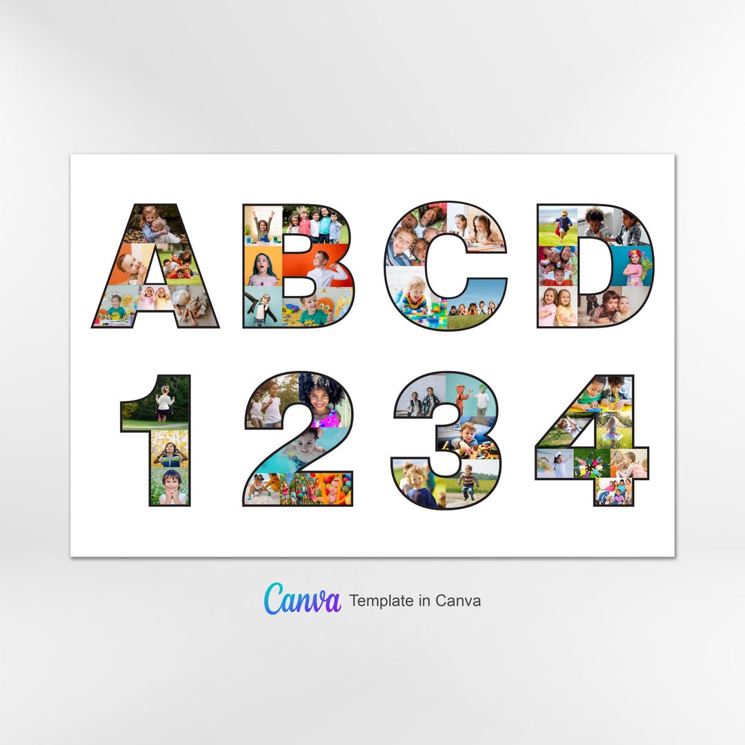 Letters & Numbers Photo Collage Template, Alphabet Photo Collage ...