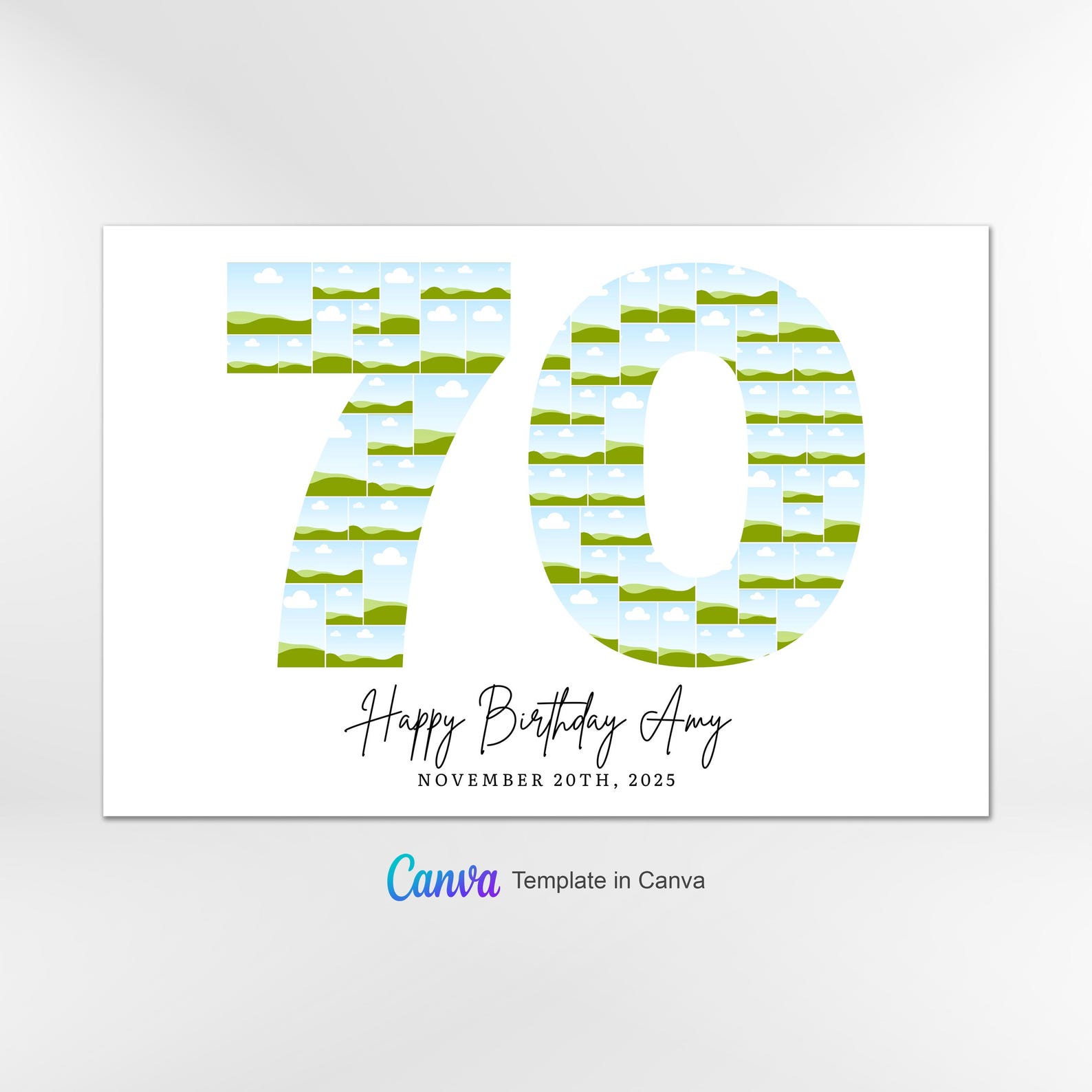 70th Birthday Photo Collage Template, Number 70 Collage, 70th Collage ...
