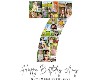 7th Anniversary Photo Collage Template, Number 7 Collage, 7th Collage ...