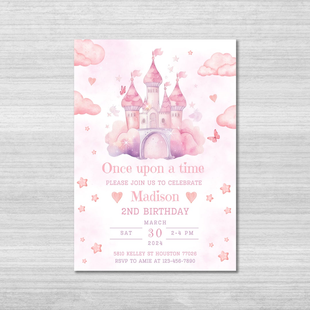 Princess Birthday Invitation Template, Princess Invitation, Princess ...