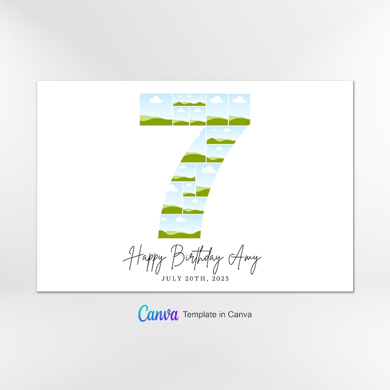 7th Birthday Photo Collage Template, Number 7 Collage, 7th Collage ...