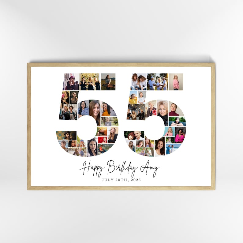 55th Birthday Photo Collage Template, Number 55 Collage, 55th Collage ...