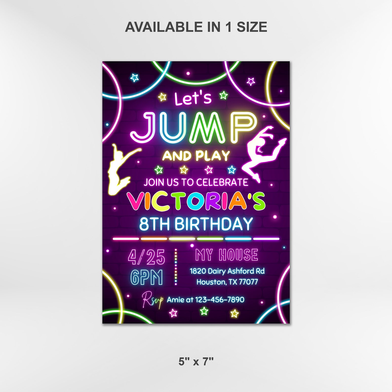 Jump Birthday Invitation, Jump Invite, Trampoline Party, Bounce House ...