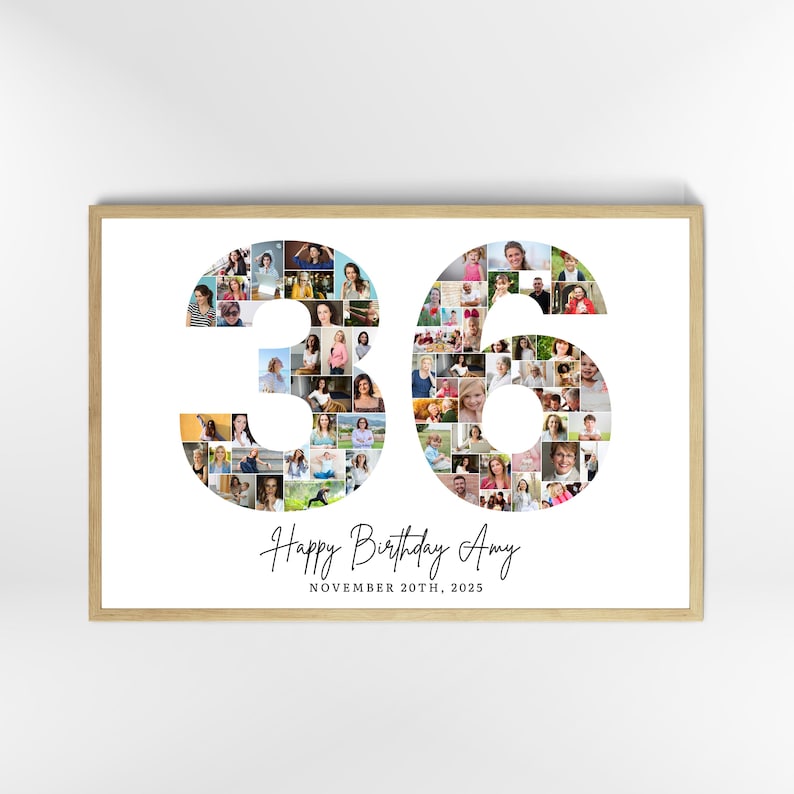 36th Birthday Photo Collage Template, Number 36 Collage, 36th Collage ...