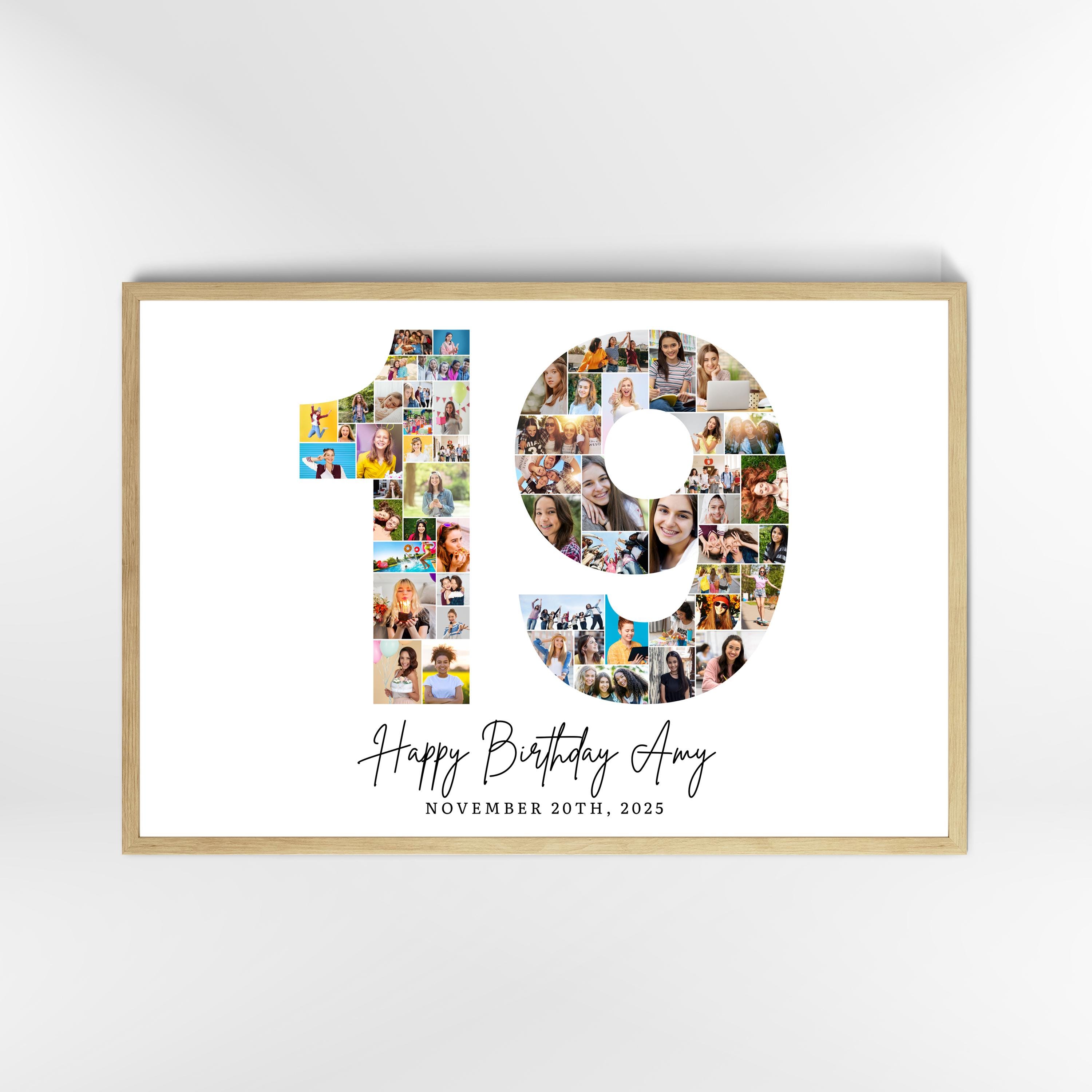 19th Birthday Photo Collage Template, Number 19 Collage, 19th Collage ...