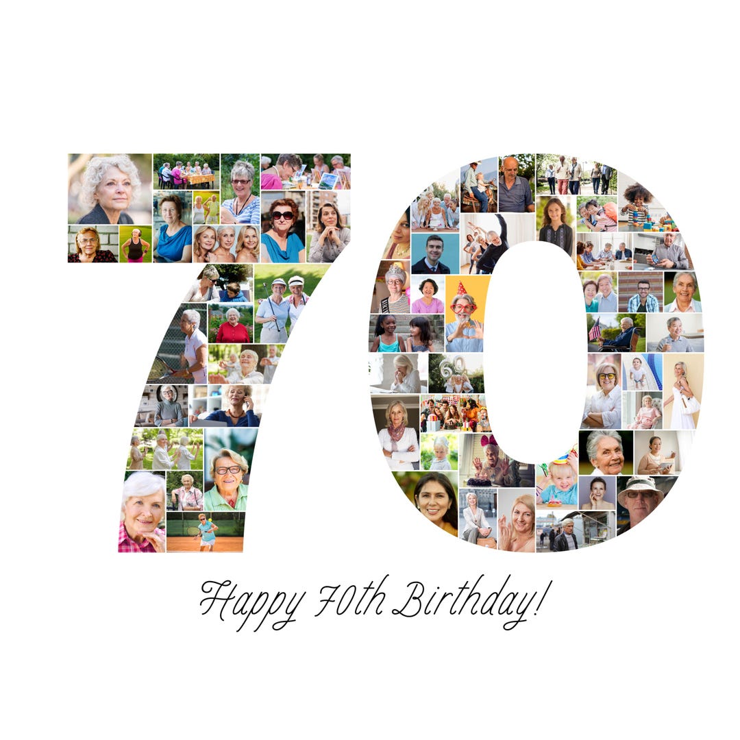 70th Birthday Photo Collage Template, Number 70 Collage, 70th Collage ...