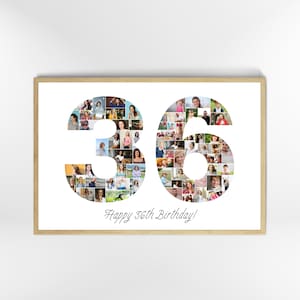 36th Birthday Photo Collage Template, Number 36 Collage, 36th Collage ...
