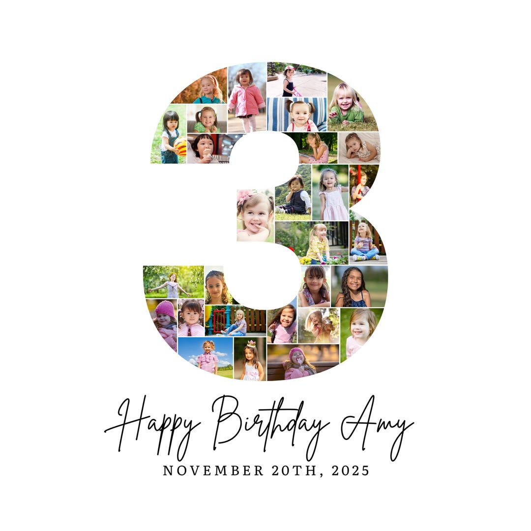 3rd Birthday Photo Collage Template, Number 3 Collage, 3rd Collage ...
