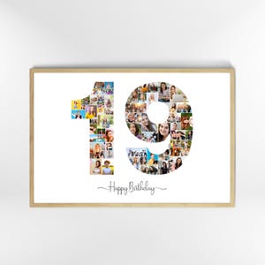 19th Birthday Photo Collage Template, Number 19 Collage, 19th Collage ...