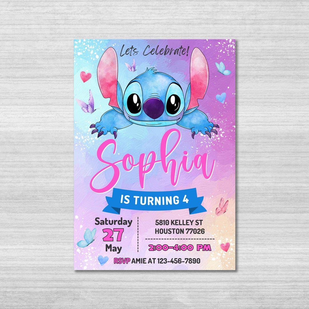 Stitch Birthday Invitation Template Stitch Invite Stitch - Etsy Canada