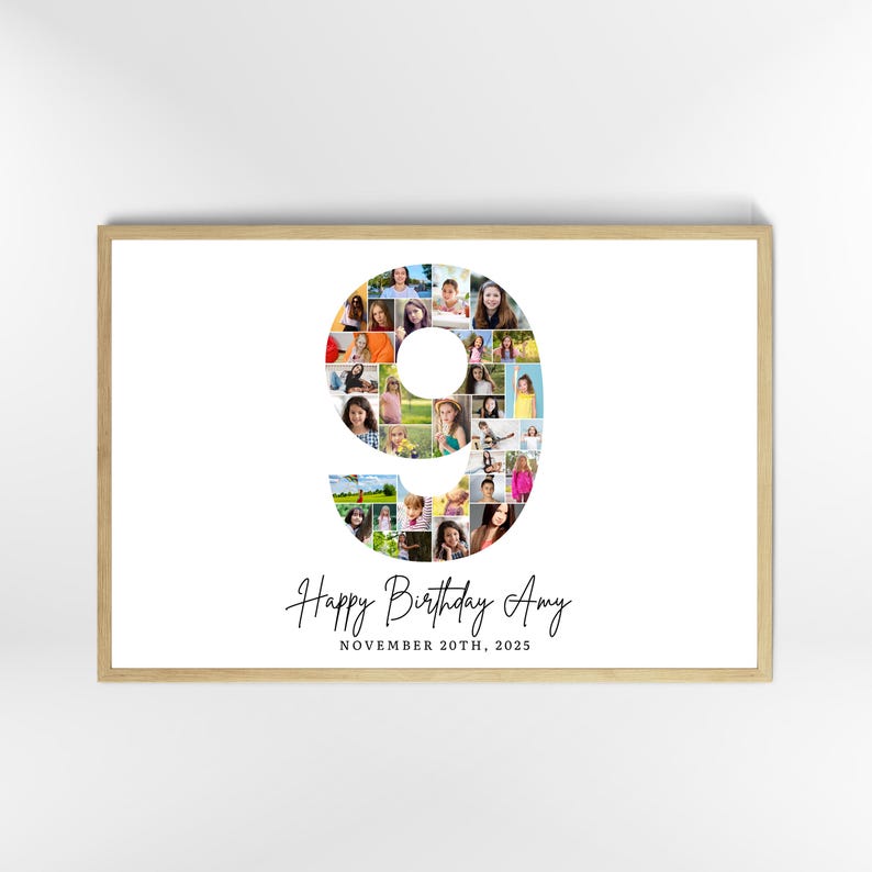 9th Birthday Photo Collage Template, Number 9 Collage, 9th Collage ...