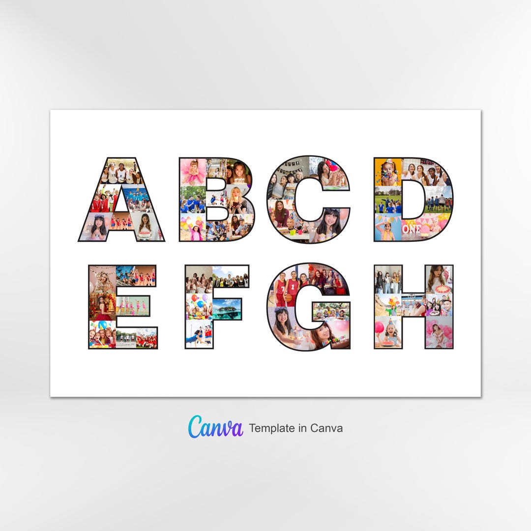 Letters Photo Collage Template, Alphabet Photo Collage, Letter With ...