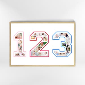 Numbers Photo Collage Template, Number Photo Collage, Sports Number ...