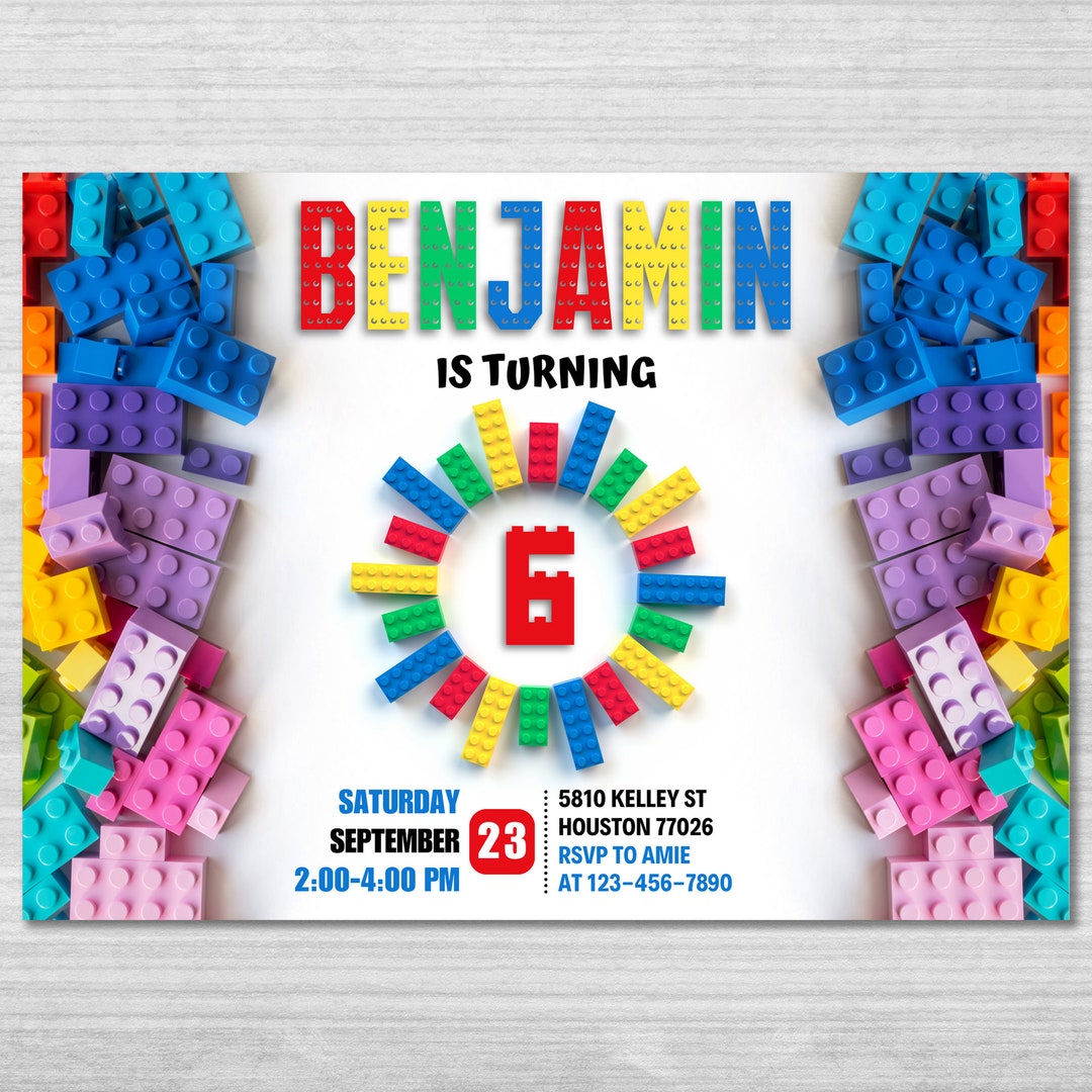 Building Blocks Birthday Invitation Template, Building Blocks ...