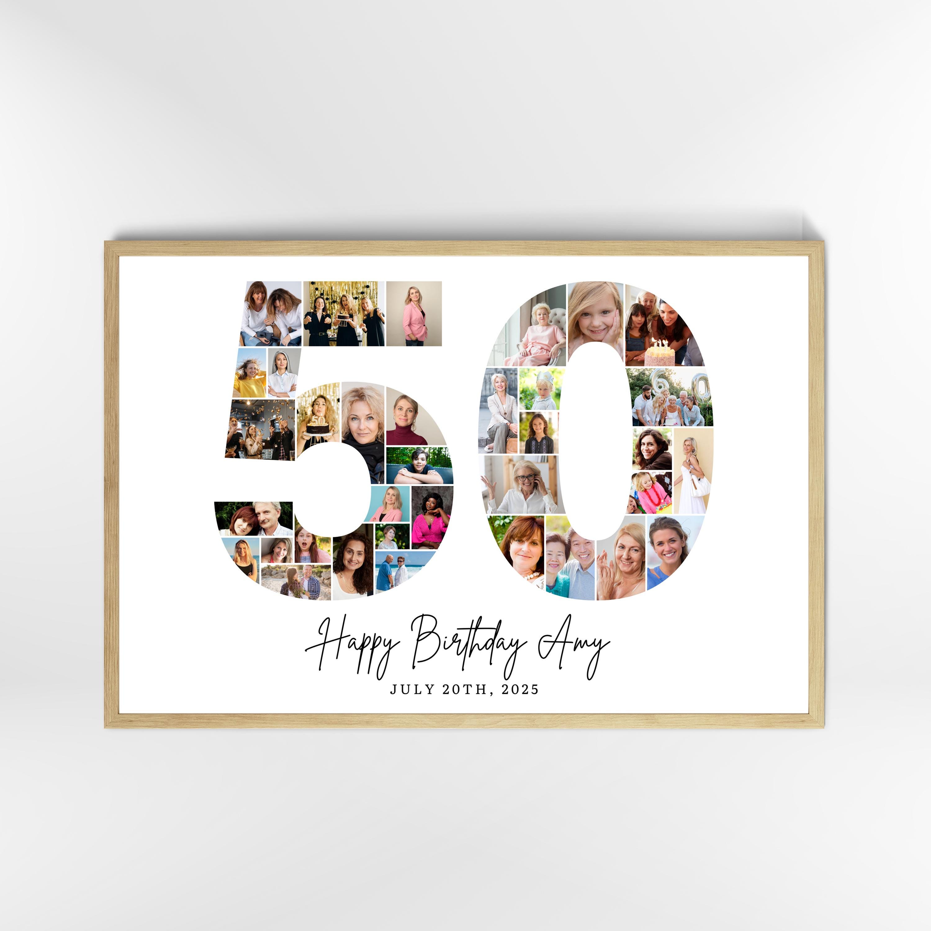 50th Birthday Photo Collage Template, Number 50 Collage, 50th Collage ...
