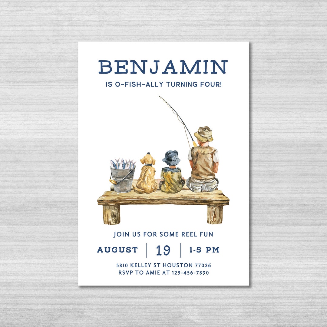 Fishing Birthday Invitation Template, Fishing Invitation, Reel in the ...