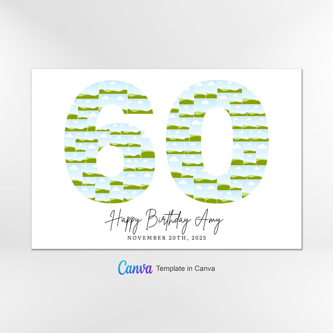 60th Birthday Photo Collage Template, Number 60 Collage, 60th Collage ...
