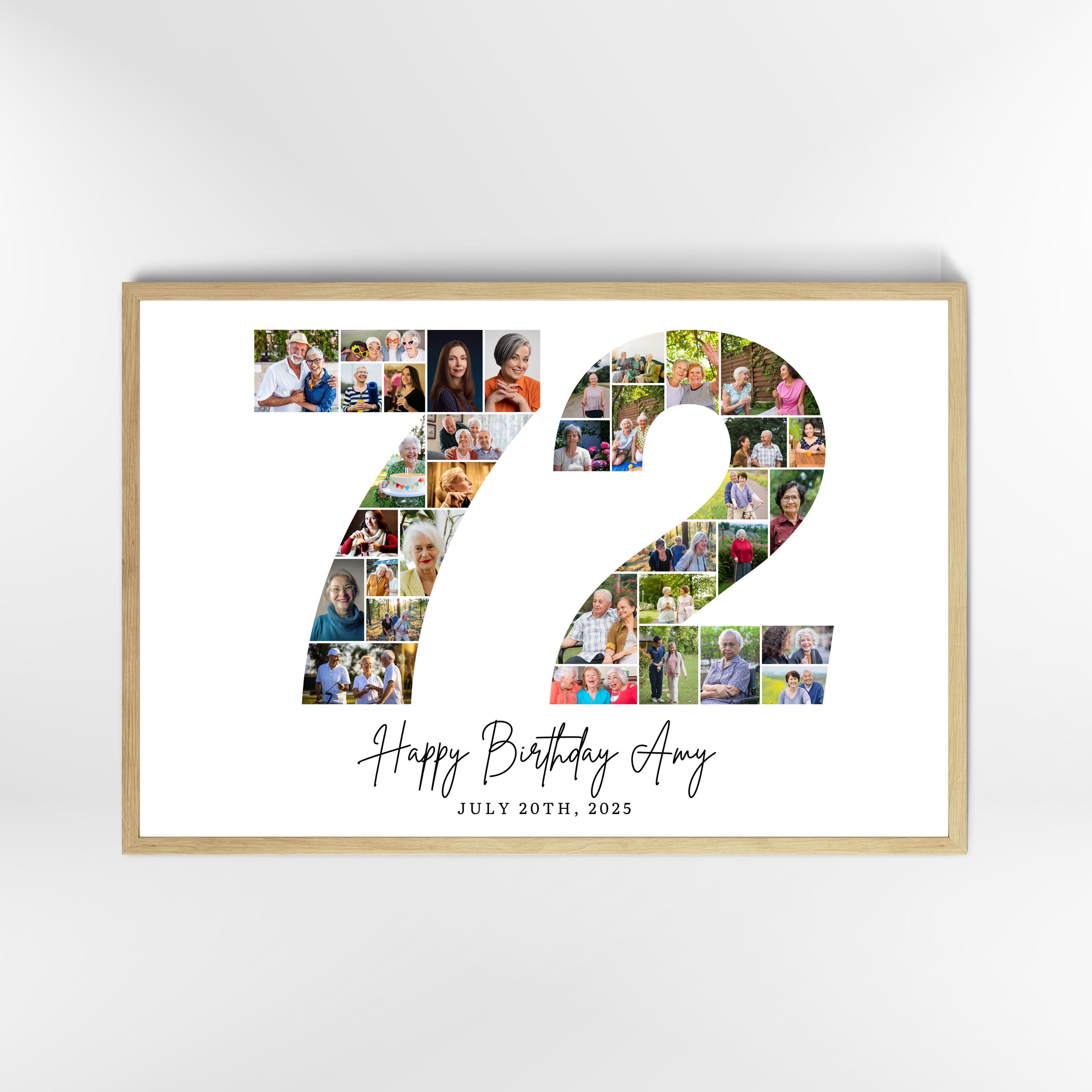 72th Birthday Photo Collage Template, Number 72 Collage, 72th Collage ...