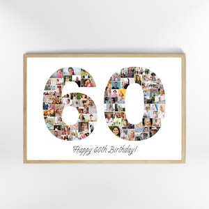 60th Birthday Photo Collage Template, Number 60 Collage, 60th Collage ...