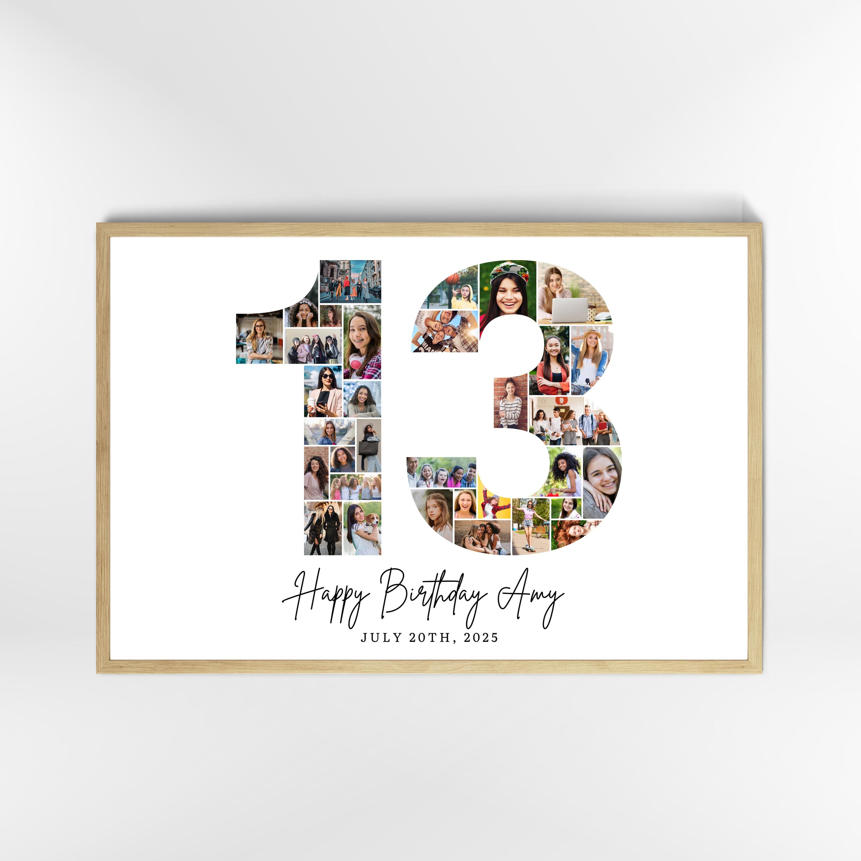 13th Birthday Photo Collage Template, Number 13 Collage, 13th Collage ...
