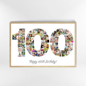 100th Birthday Photo Collage Template, Number 100 Collage, 100th ...