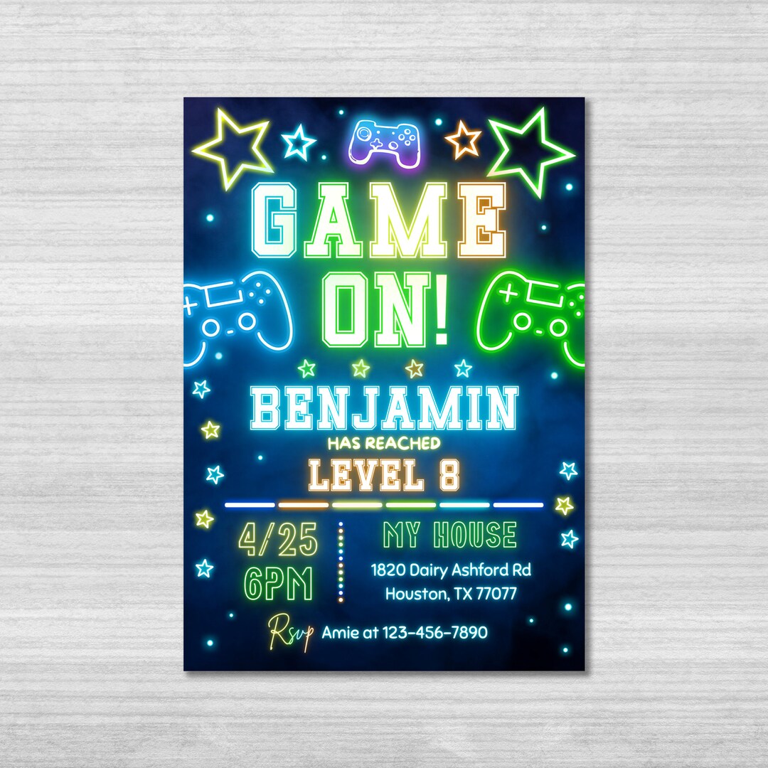 Video Game Birthday Invitation Template, Video Game Invitation, Video ...