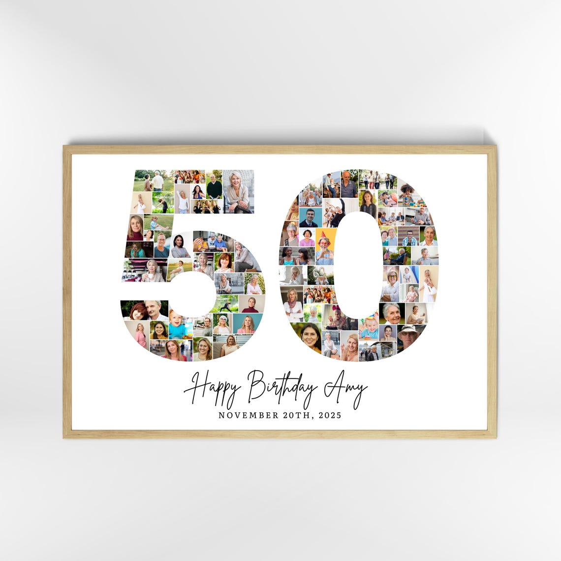 50th Birthday Photo Collage Template, Number 50 Collage, 50th Collage ...