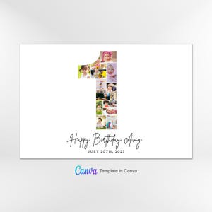 1st Birthday Photo Collage Template, Number 1 Collage, 1st Collage ...