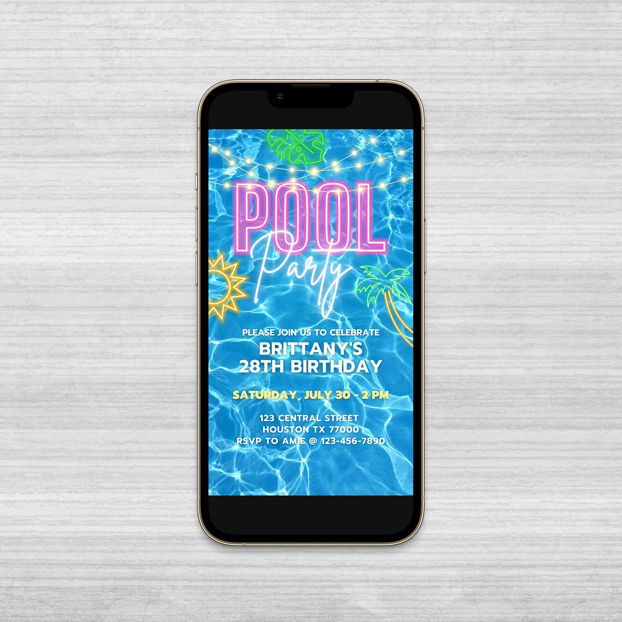 Pool Party Invitation Text Invitation Iphone Invitation - Etsy
