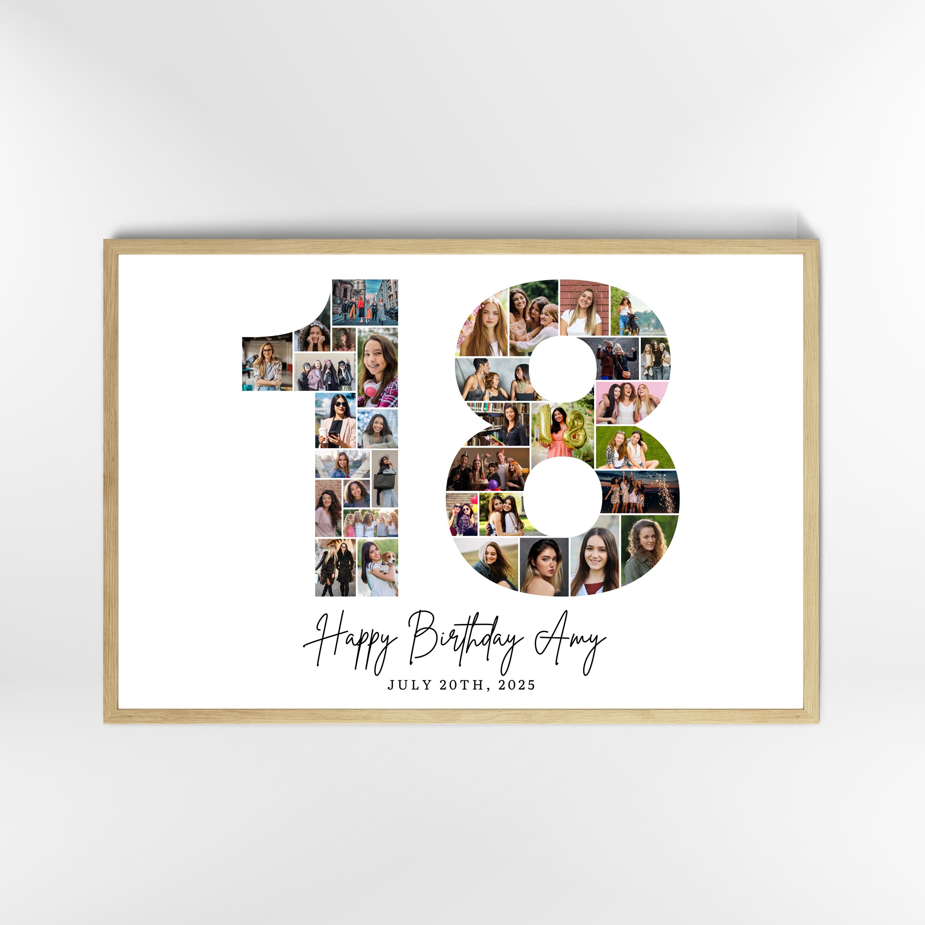 18th Birthday Photo Collage Template, Number 18 Collage, 18th Collage ...