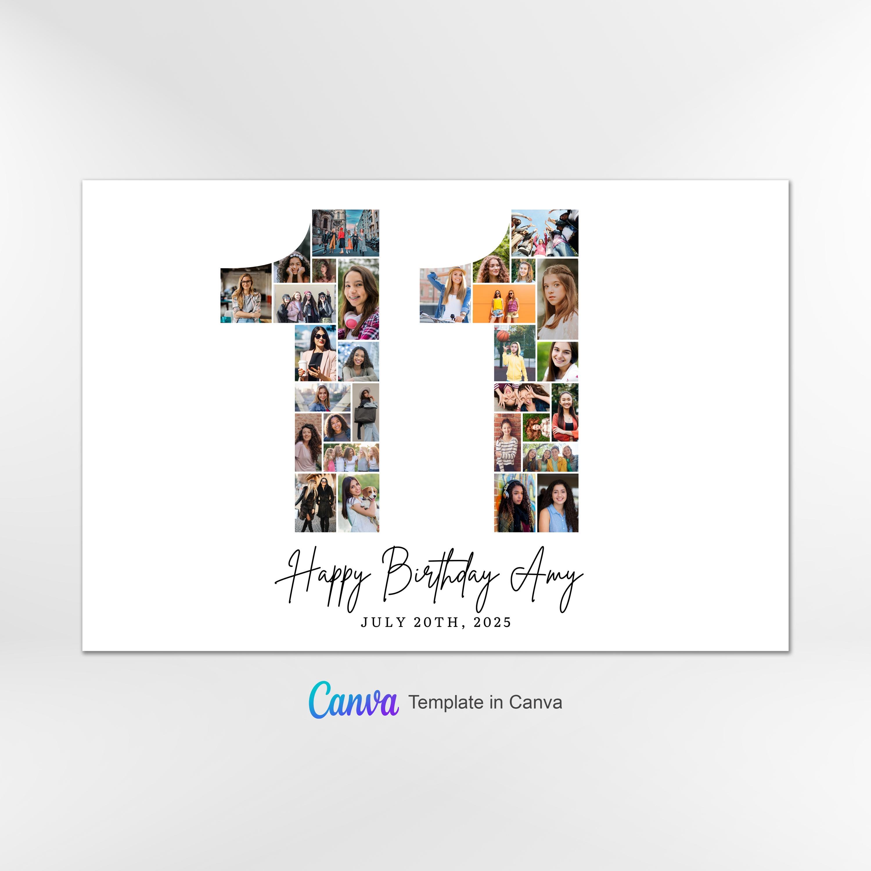 11th Birthday Photo Collage Template, Number 11 Collage, 11th Collage ...