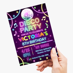 Disco Party Birthday Invitation Template, Disco Invitation, Dance Party ...