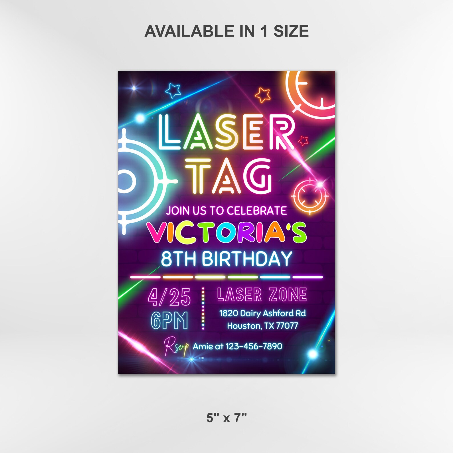 Laser Tag Birthday Invitation Template, Laser Tag Invitation, Neon Glow ...