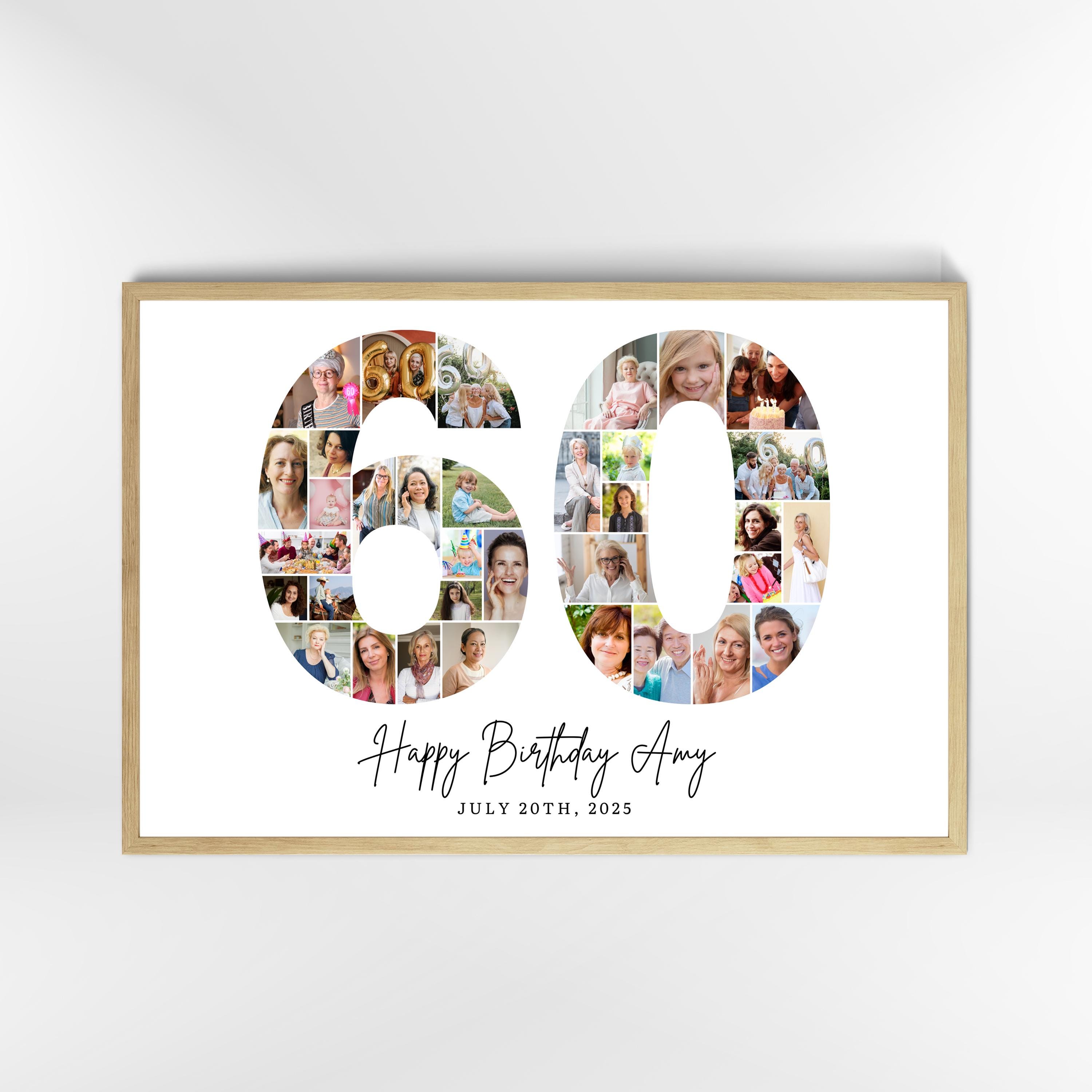 60th Birthday Photo Collage Template, Number 60 Collage, 60th Collage ...