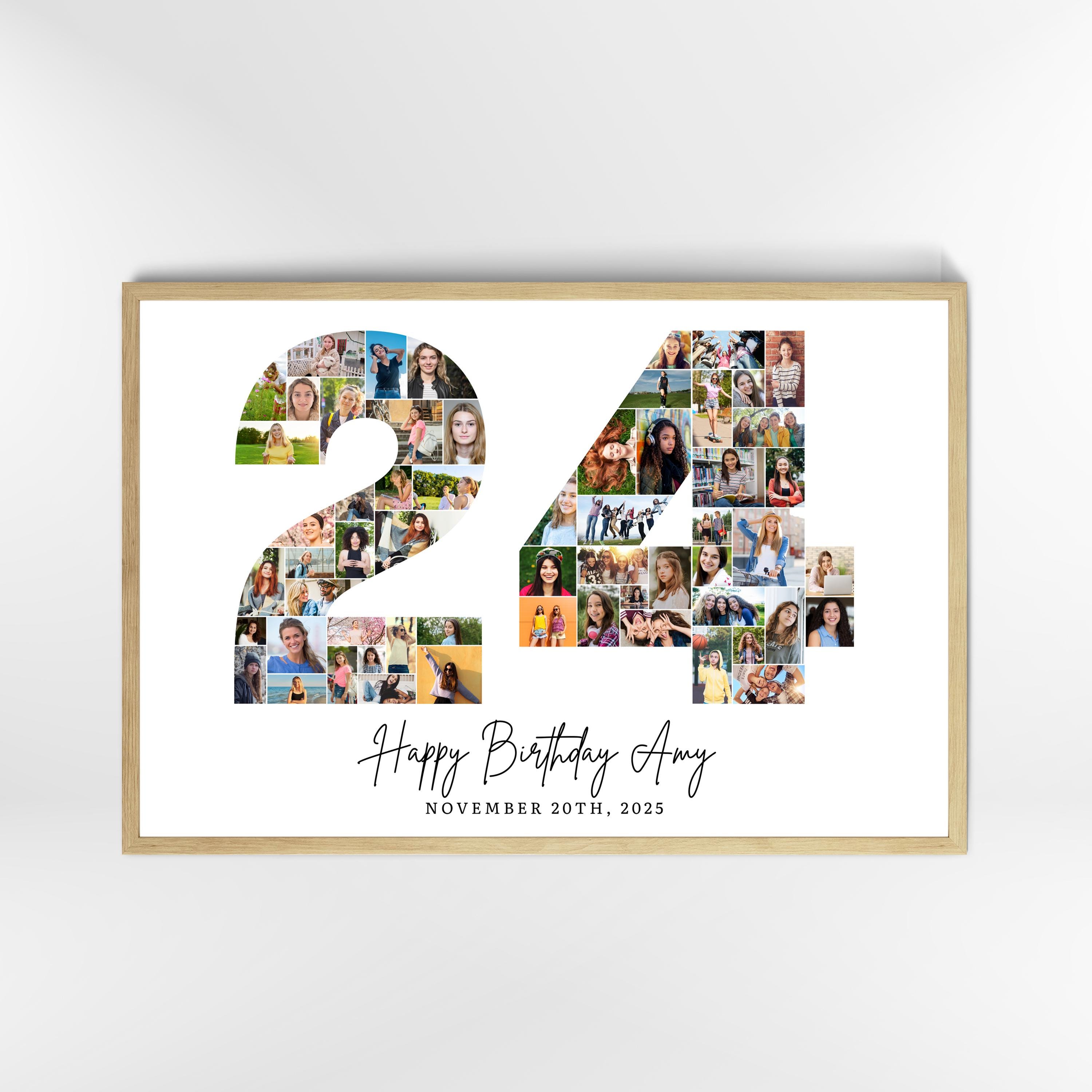 24th Birthday Photo Collage Template, Number 24 Collage, 24th Collage ...