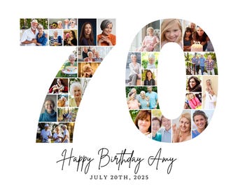 70st Birthday Photo Collage Template, Number 70 Collage, 70st Collage ...