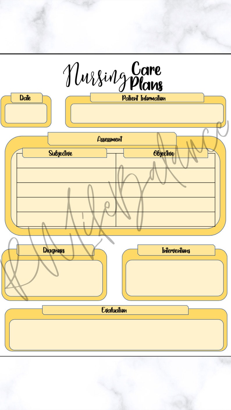 Nursing Care Plan Sheets - Etsy