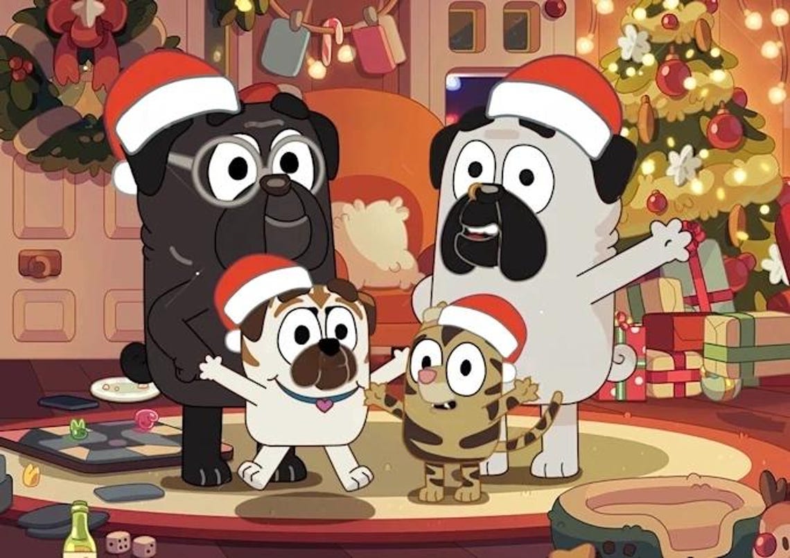 Personalized Bluey Family Portrait, Custom Bluey Portrait, Bluey Gift ...