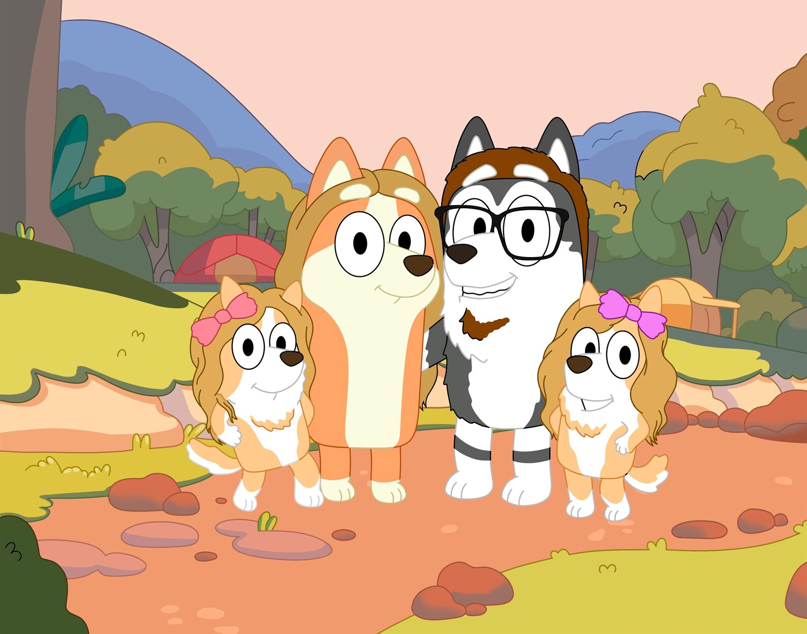 Personalized Bluey Family Portrait, Custom Bluey Portrait, Bluey Gift ...