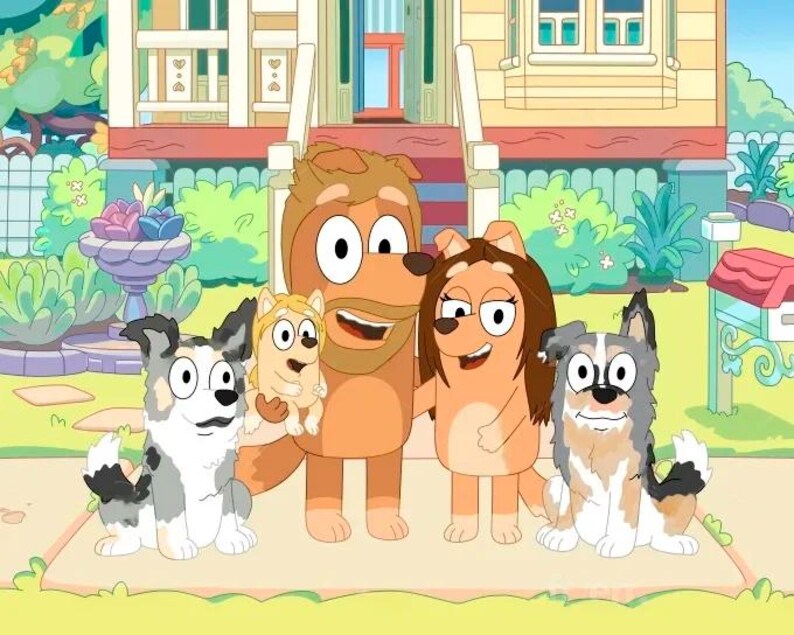 Personalized Bluey Family Portrait, Custom Bluey Portrait, Bluey Gift ...