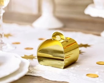Stunning Mirror Gold Favour Boxes Set of 10 Gold Thank You Boxes Gold ...