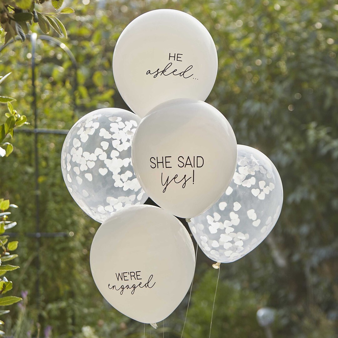 Eco Friendly She Said Yes Confetti Engagement Balloon Bundle, White ...