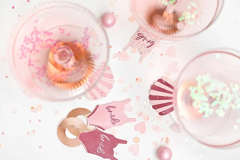 10 Pink and Purple Shell and Swimsuit Shaped Drink Glass Markers, Drink ...