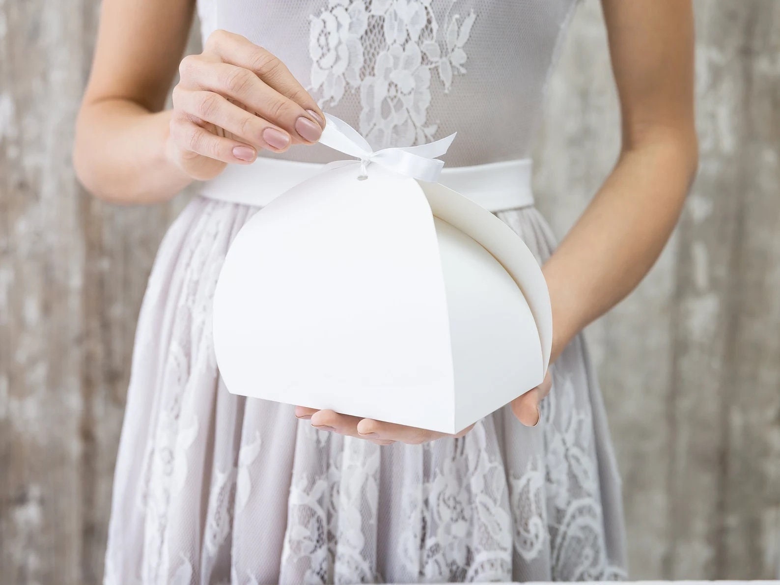 White Cake Boxes With Ribbon Set of 10 White Thank You - Etsy