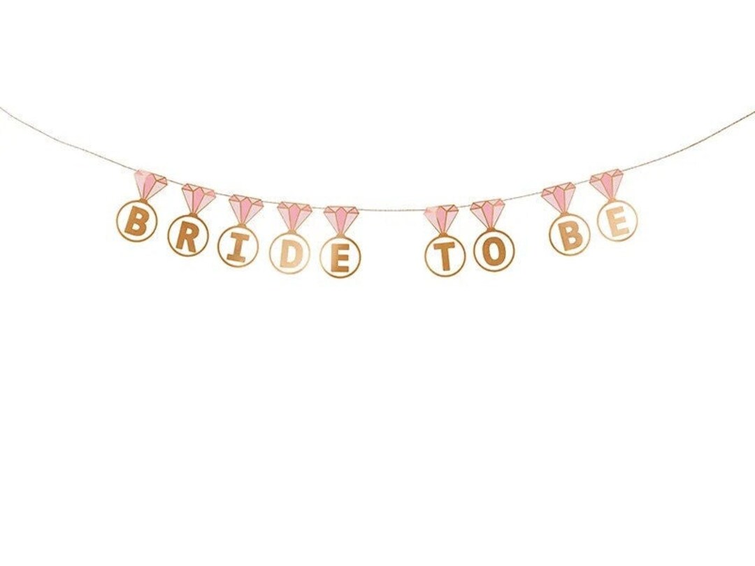 Pink and Rose Gold Hen Do Rings Garland, Rose Gold Ring Shaped Banner ...
