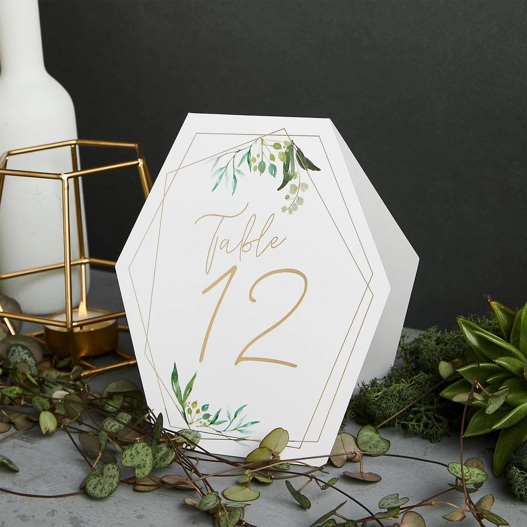Botanical Table Numbers With Gold Print, Botanical Wedding, Table ...