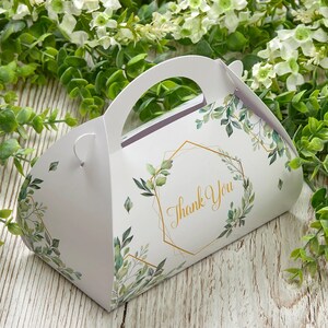 10 Elegant Eucalyptus 'thank You' Boxes, Wedding Cake Boxes, Eucalyptus Wedding Decor, White ...